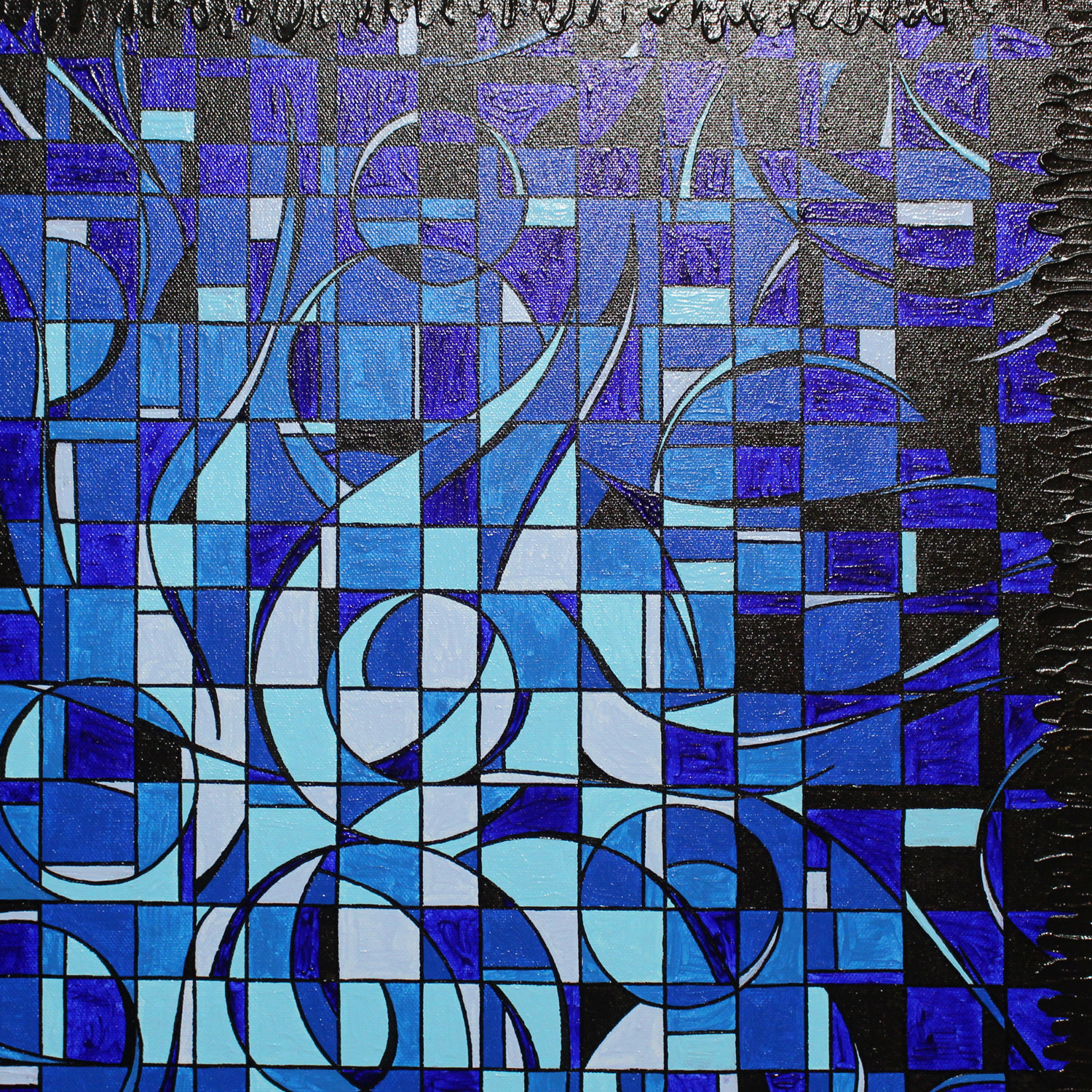 Contemporary art - Acrylic - Fragmentation bleue envoûtante - Jonathan ...