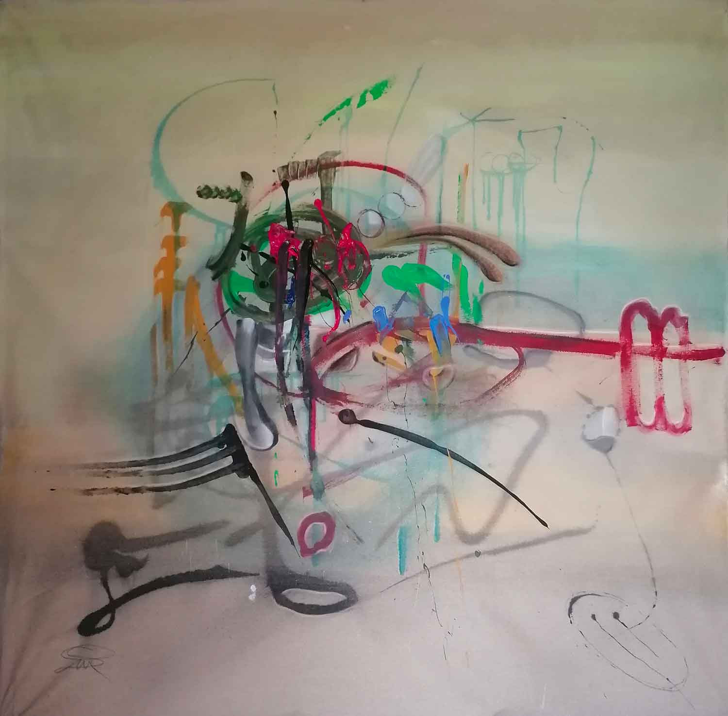 Contemporary Art - Acrylic & oil on canvas - Fluora - Stefano Mazzolini