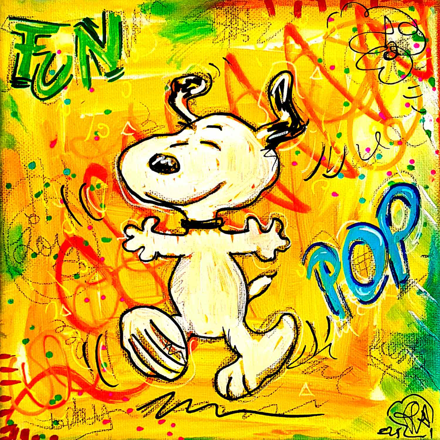 Contemporary art - Mixed media - Snoopy is Happy - PVettese